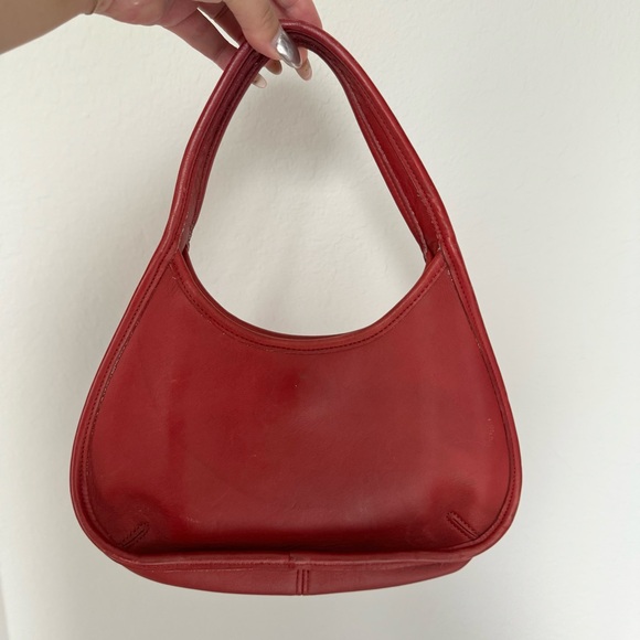 Coach | Bags | Coach Mini Ergo Bag Leather 9s Vtg 990s Red Baguette ...